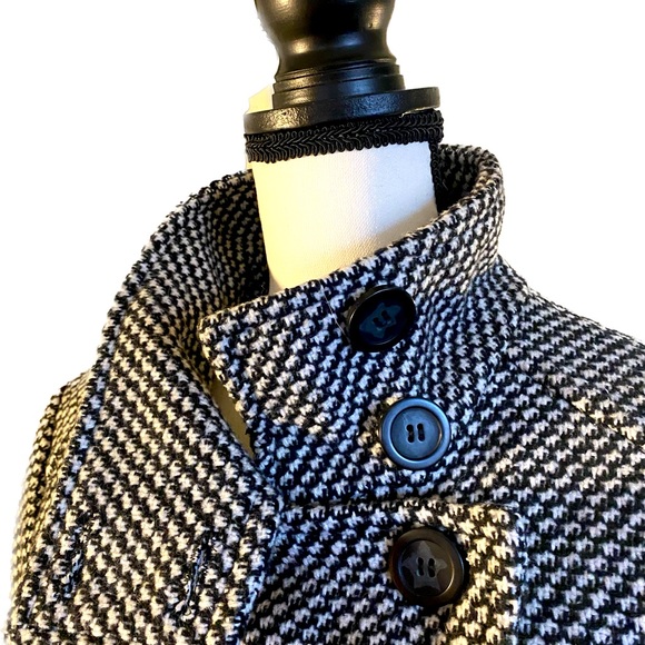 Jackets & Coats | Vintage Stylish Black And White Checkered Peacoat ...